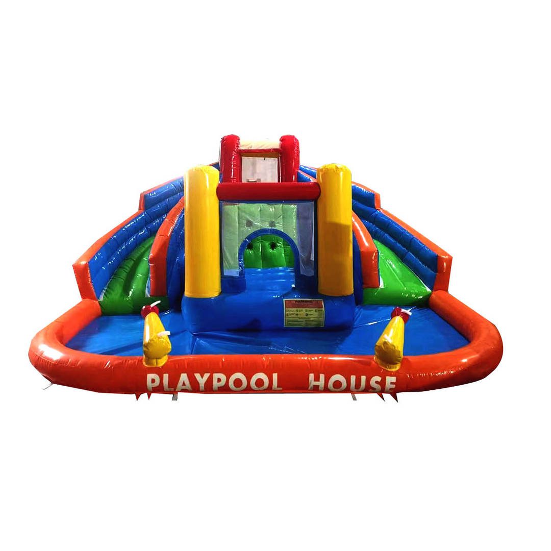 Dual Lane Mini Water Slide Backyard Water Playing Slide Pool for Kids ...