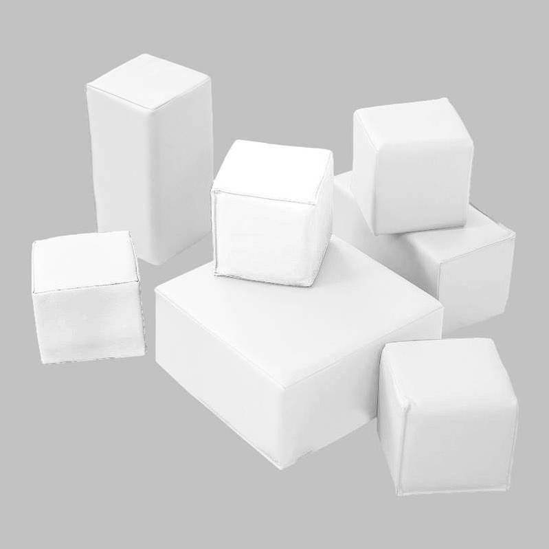Soft Play All White Building Blocks set PU soft cube Polystyrene Square ...