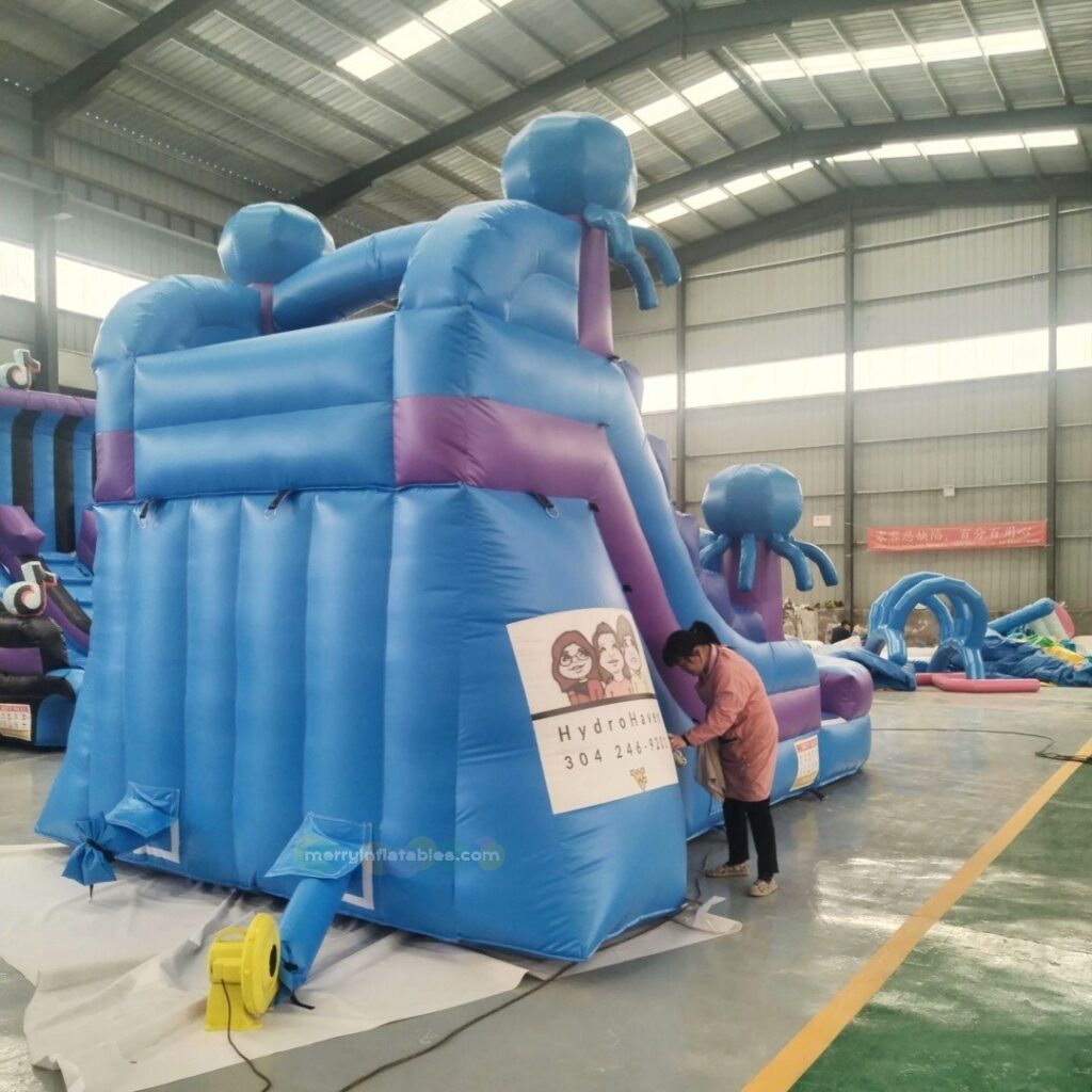 Octopus Water Slide Inflatable Slide Dual Lanes Octopus Water Splash ...