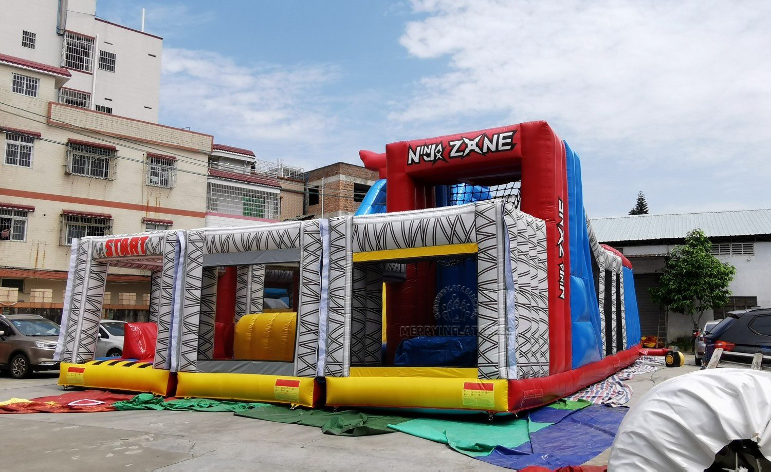 Giant Inflatable Ninja Warrior Obstacle Course Playground Funcity Big ...