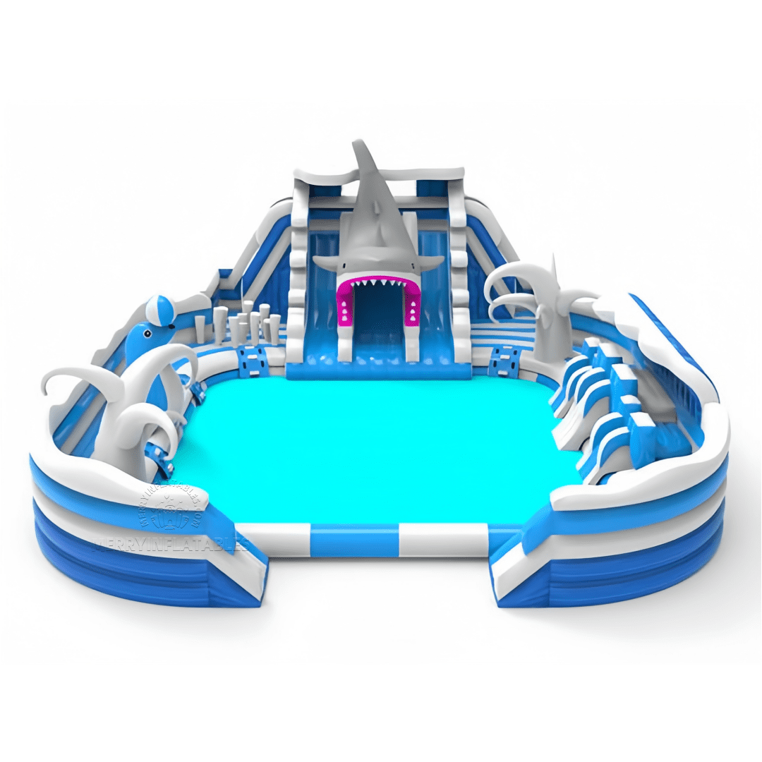 Ground Land Inflatable Pool Shark Ground Water Park Customized Water ...