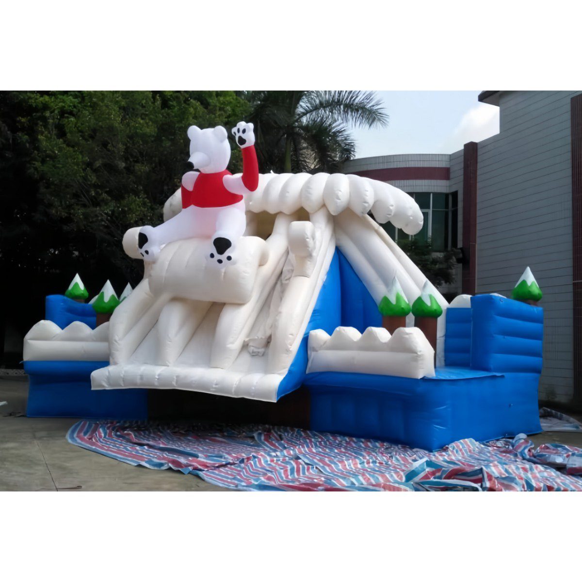 Ground Inflatable Pool Polar bear Theme Ground Water Park Giant Slide ...