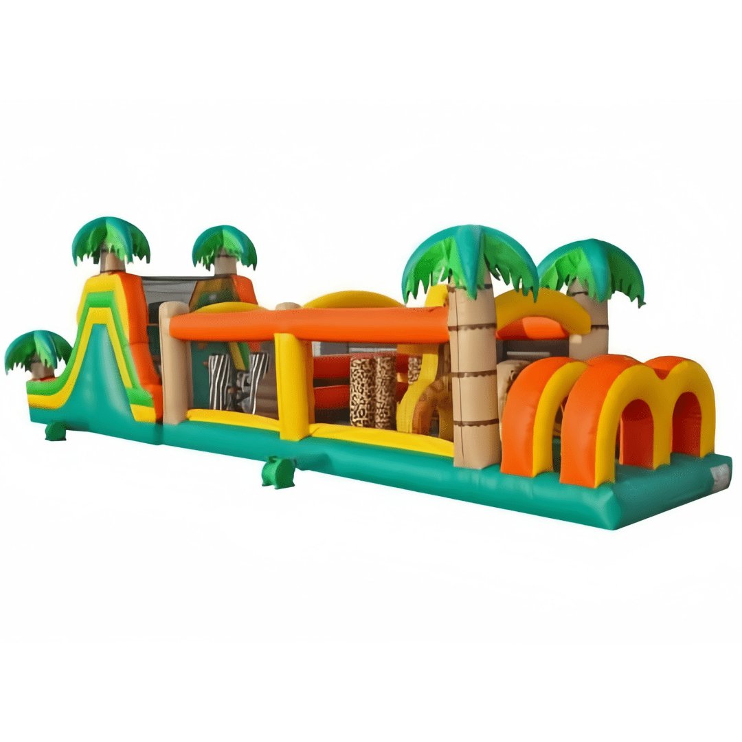 Tropical Jungle Obstacle Couse Inflatable Playground Challenge ...