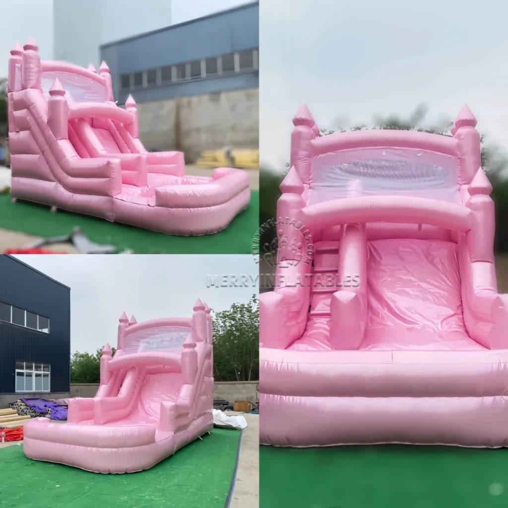 Pink Mega Water Slide Giant Pastel Dual Lane Water Playground Splash ...