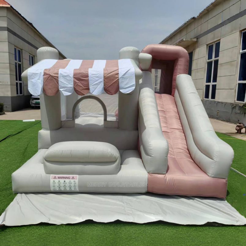 Luxy Brown Pastel Color Toddler Unisex Bounce House For Kids Mini slide ...