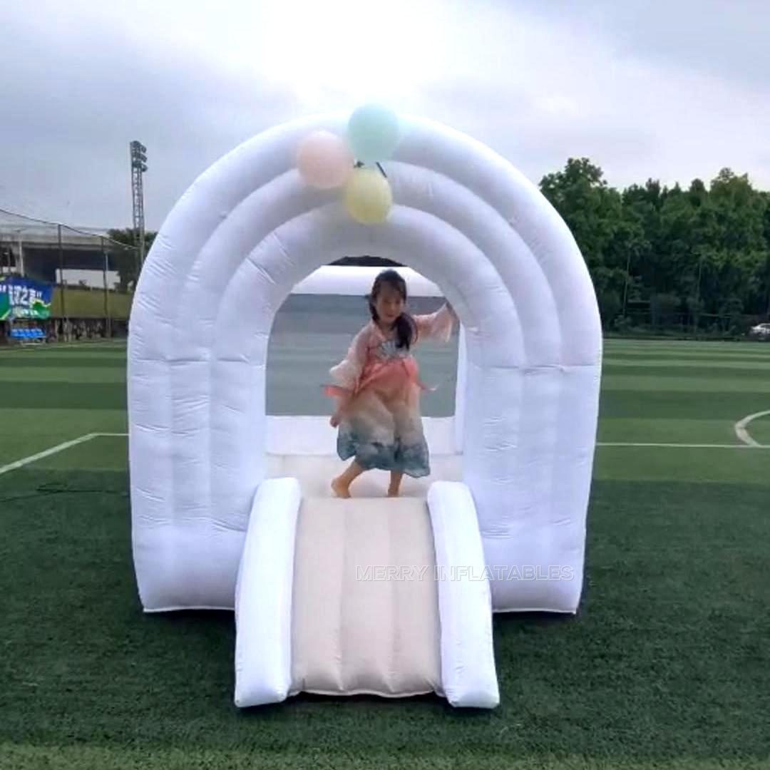 Unisex Luxy Toddler White Rainbow Bounce House slide combo girls Boys ...