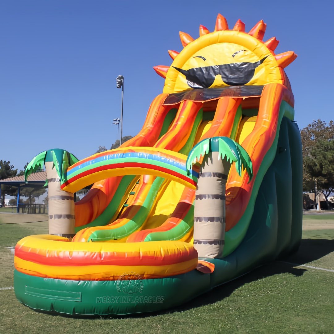 Tropical Sun Plam Tree Giant Water Slide Ventriglisse gonflable double ...