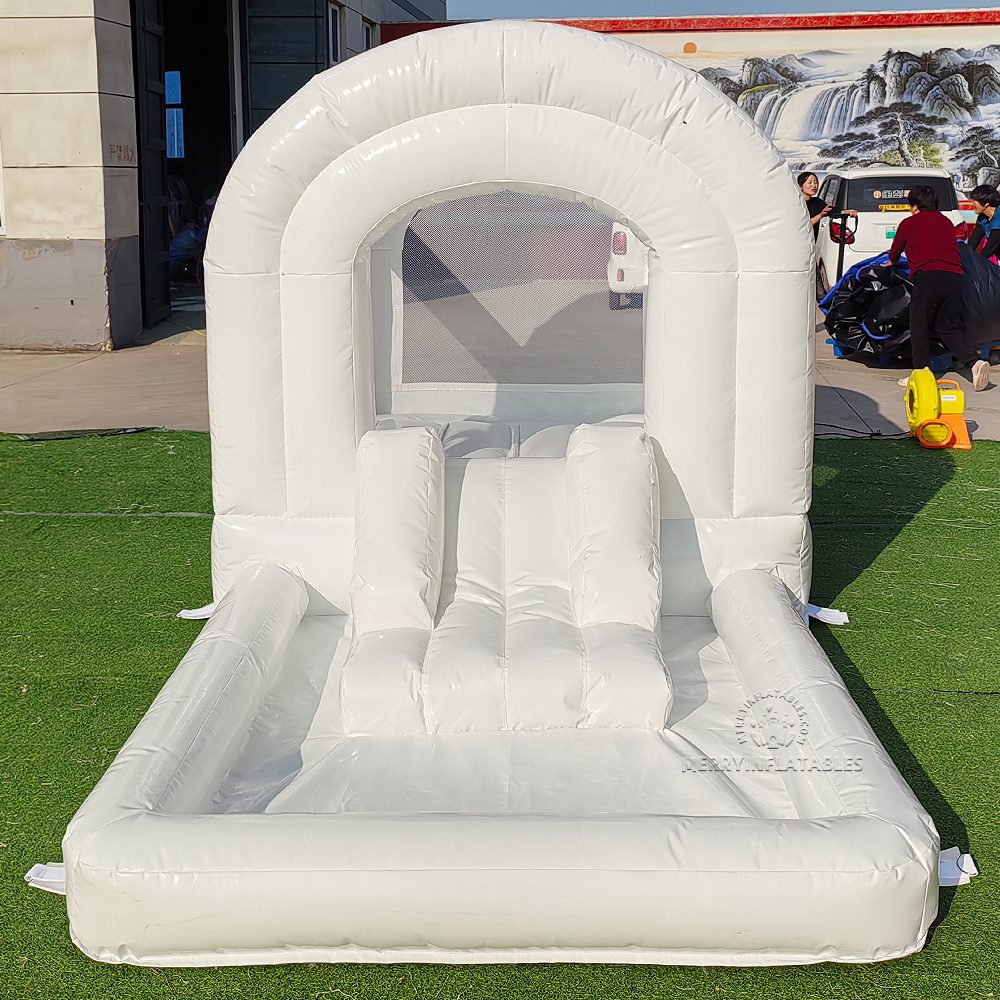 White Rainbow Bounce House with ball pit combo mini playground ...