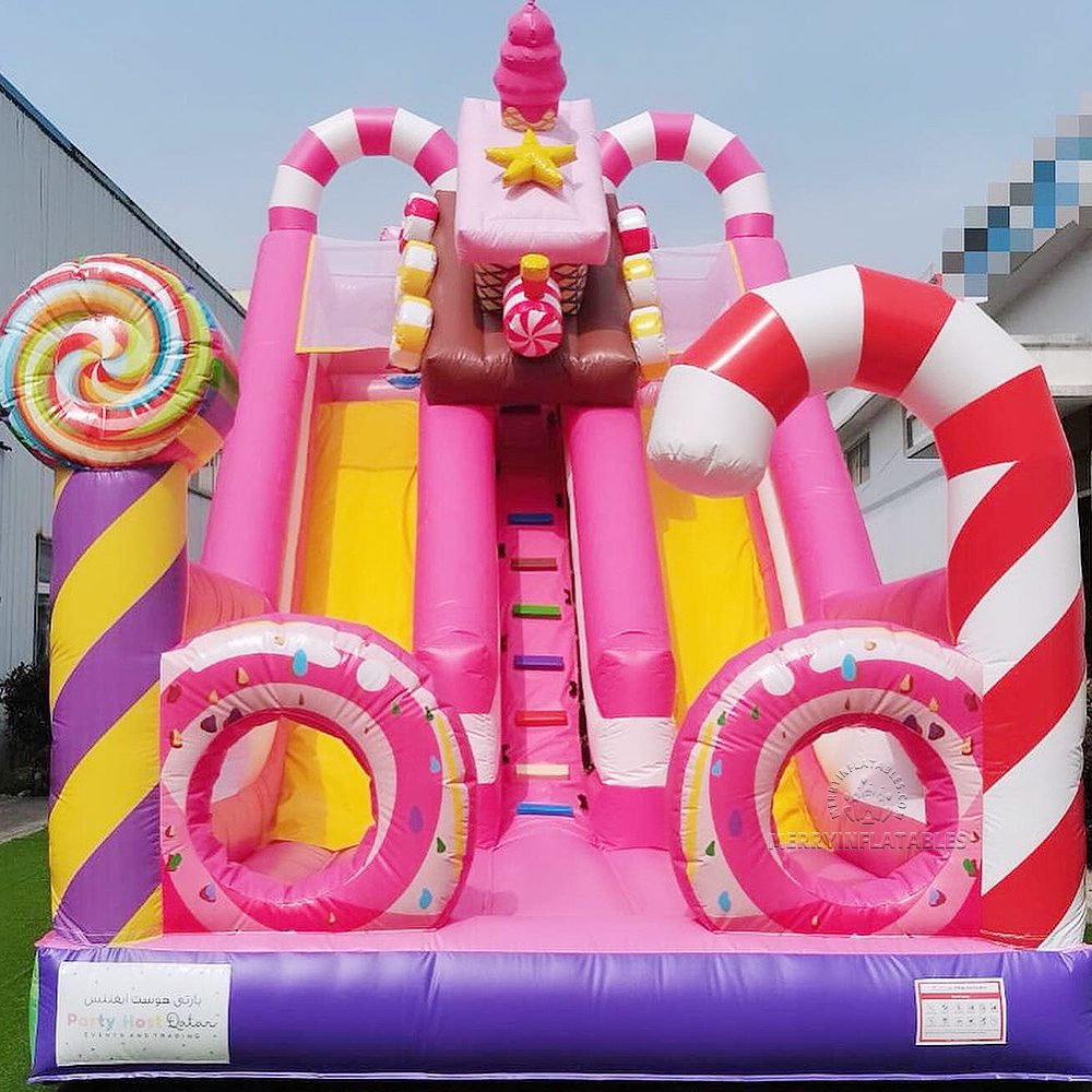 Candy theme Girls Kids Bouncy castle Giant slide combo inflatable slide ...