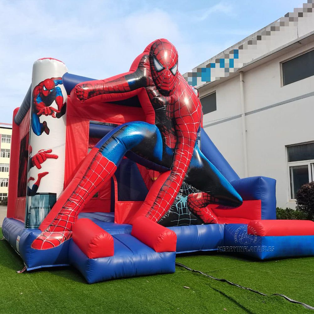 Spiderman Theme Boy jumper Inflatable Slide Combo for kids Cartoon ...