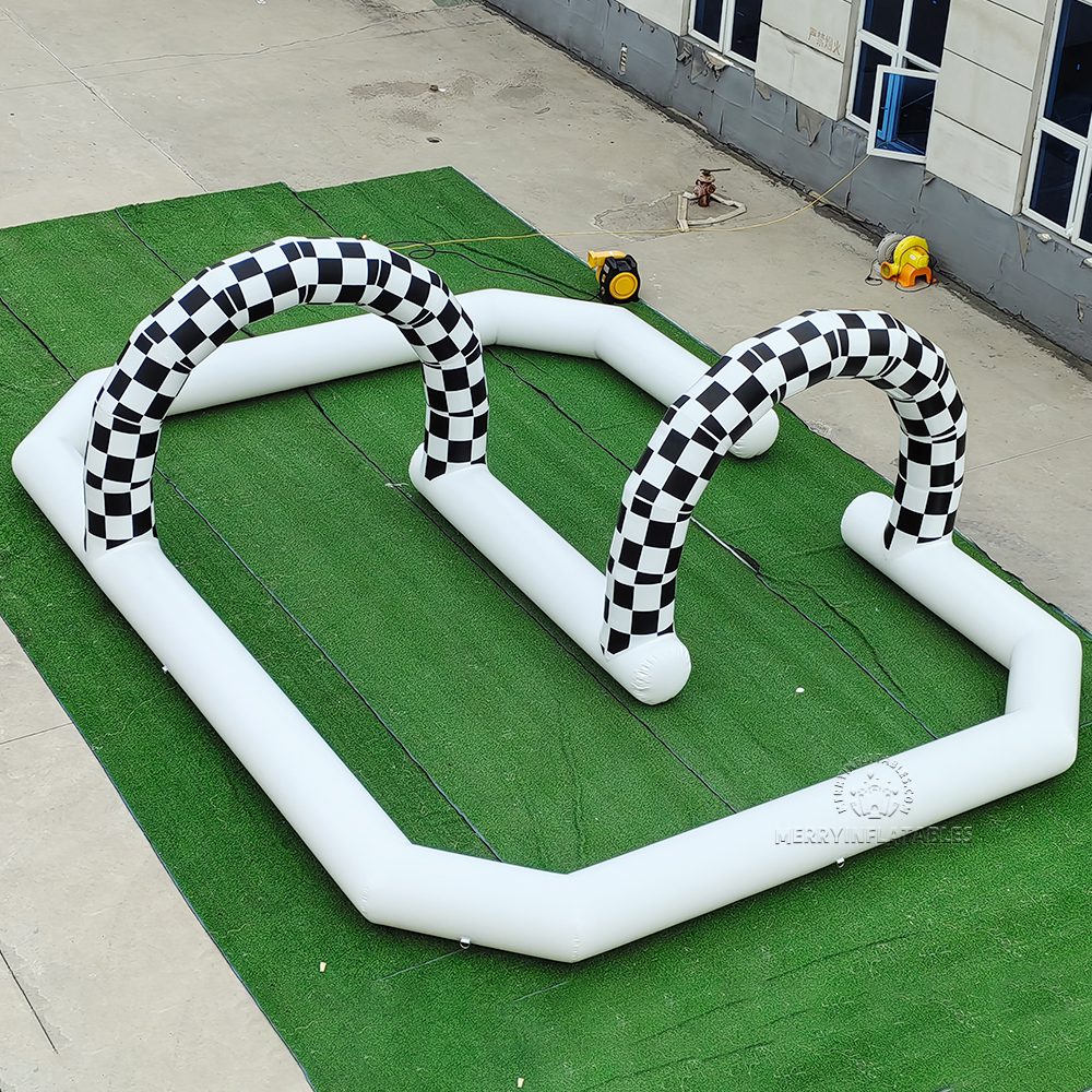 Inflatable Race Bumper Race Car Track Go Kart Track Checkered Inflatable Speedway Factory