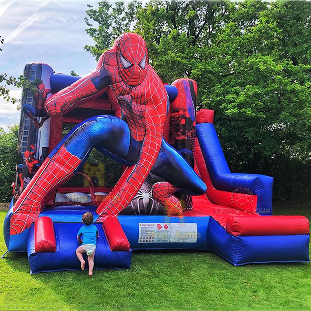 Spiderman Theme Boy's Jumping Castle Inflatable Slide Combo Bounce ...