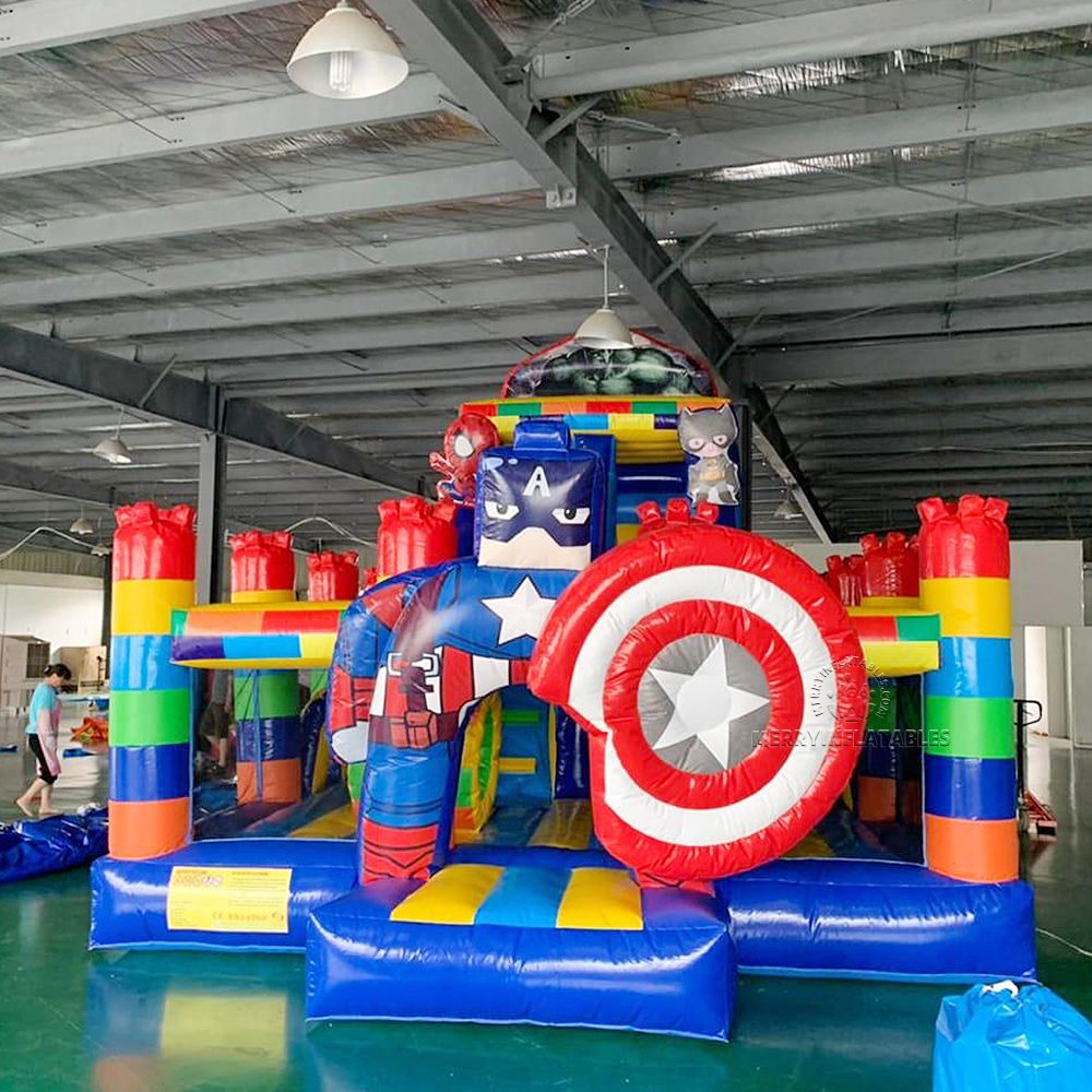 Marvel Legoland Super Hero Bounce House Slide Combo Blocking Lego ...