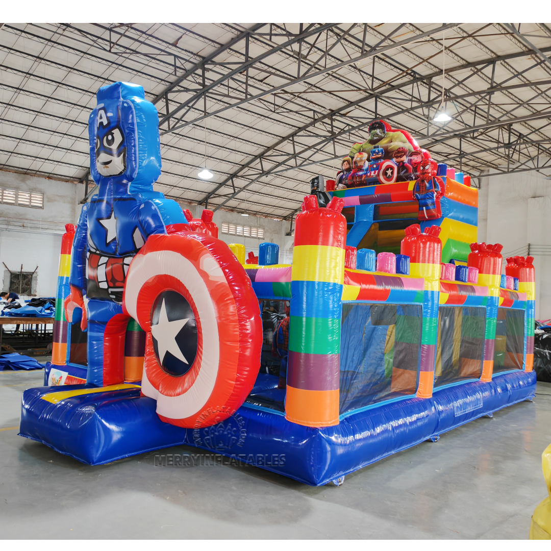Marvel Legoland Super Hero Bounce House Slide Combo Blocking Lego ...