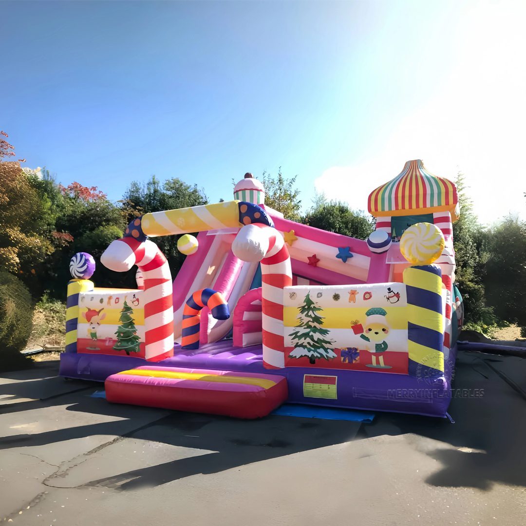 Christmas Inflatable Candy Bounce House Jumping Castle Inflatable Playground Santa Playing House ...