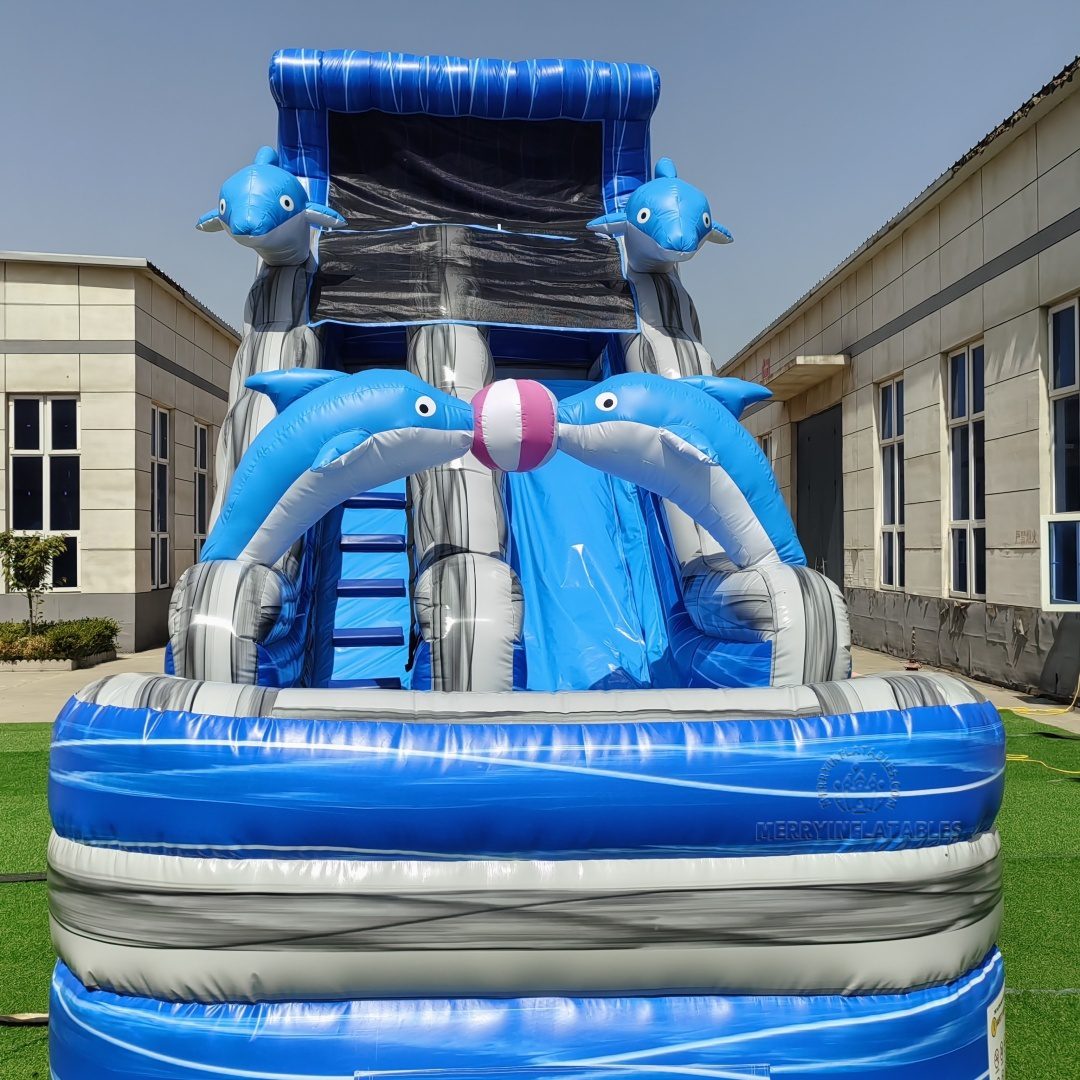 Dolphin Water Slide Giant Water slide inflatable slide with splash pool ...
