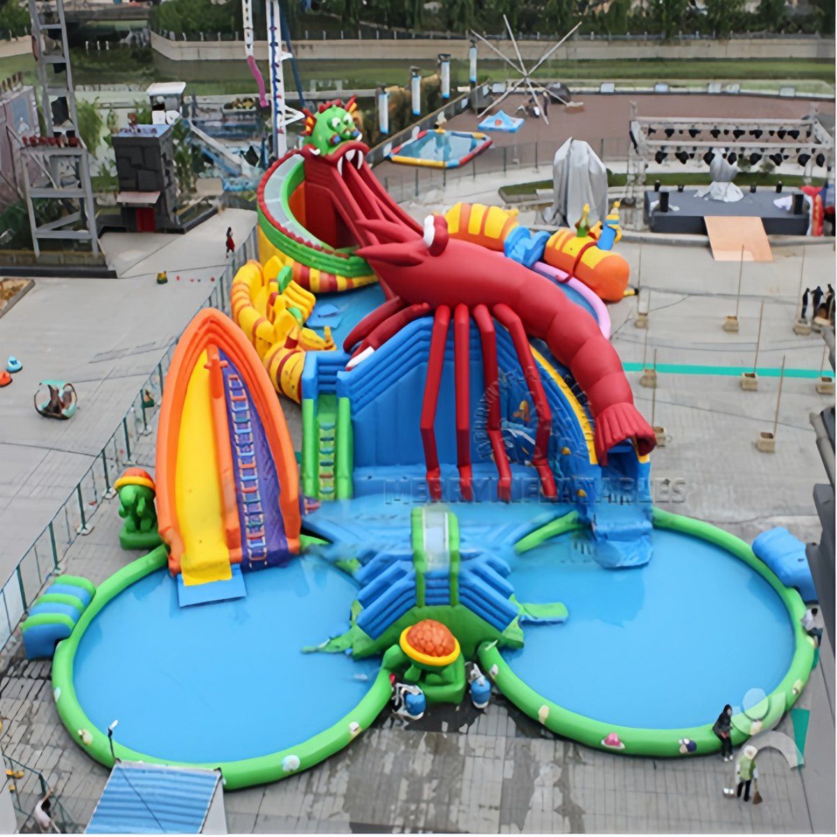 Ground Movable Inflatable Pool Lobster Theme Ground Water Park Giant ...