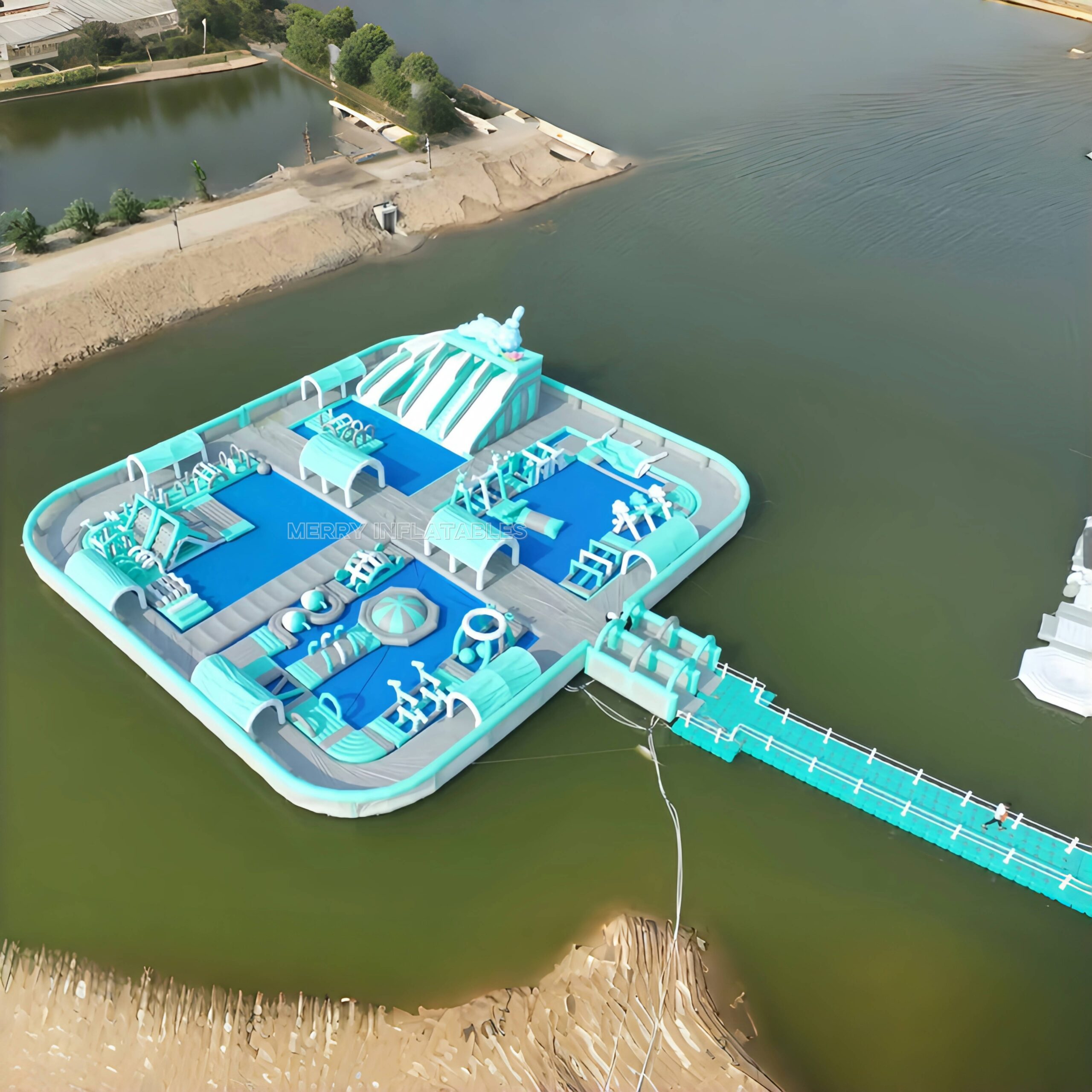 Beach Inflatable Floating Water Park Water Trampoline Castle Lake Floating Island - Factory ...