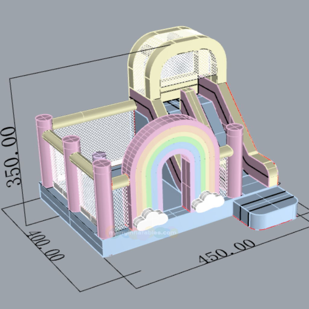 Pastel Rainbow Cloud Inflatable Combo Jumping Castle Bounce House Slide ...