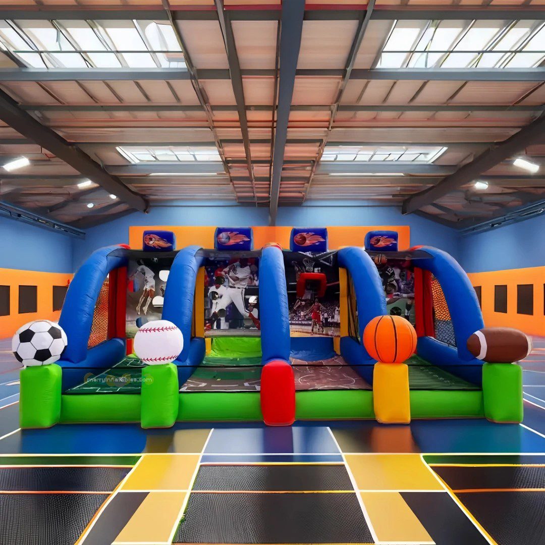 Inflatable 4 in 1 Carnival Games Sports Play Soccer Shooting Basketball ...