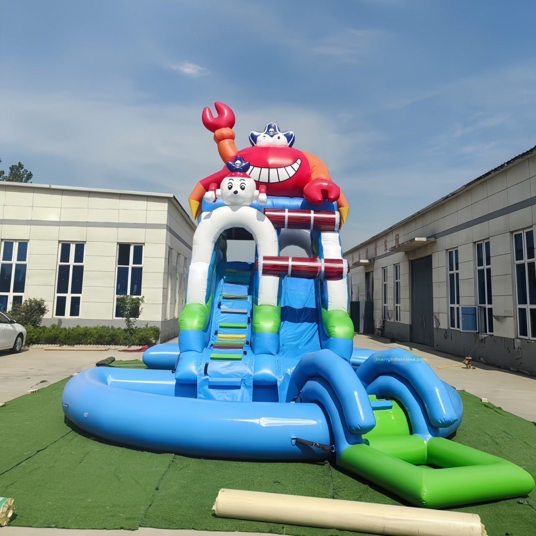 Cartoon Water Slide With Splash Pool Double Pools With Slides Water ...