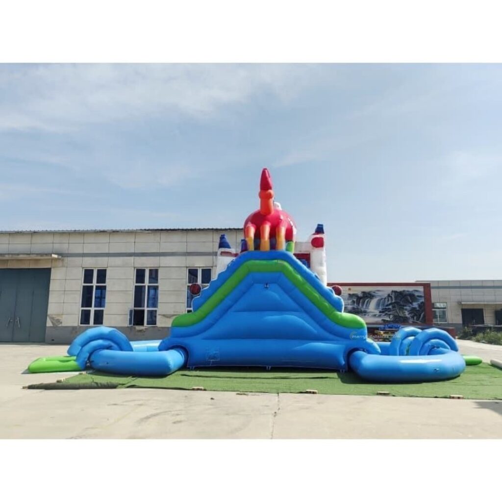 Cartoon Water Slide With Splash Pool Double Pools With Slides Water ...