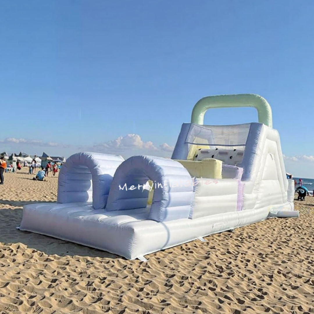 4 in 1 Games White Pastel Inflatables Obstacles Slides Climbing Games ...