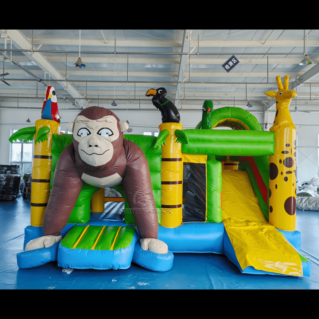 Gorilla Animal Jumping Castle Inflatable Jungle Slide Combo Moonwalker ...