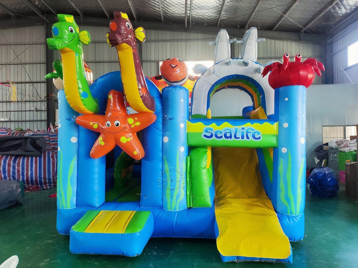 Sealife Inflatable Slide Combo Coral Theme Jumping Castle Combo château ...