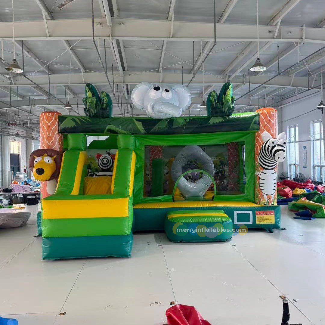 Safari Animal Inflatable Slide Combo Jungle Bounce House Combo château ...