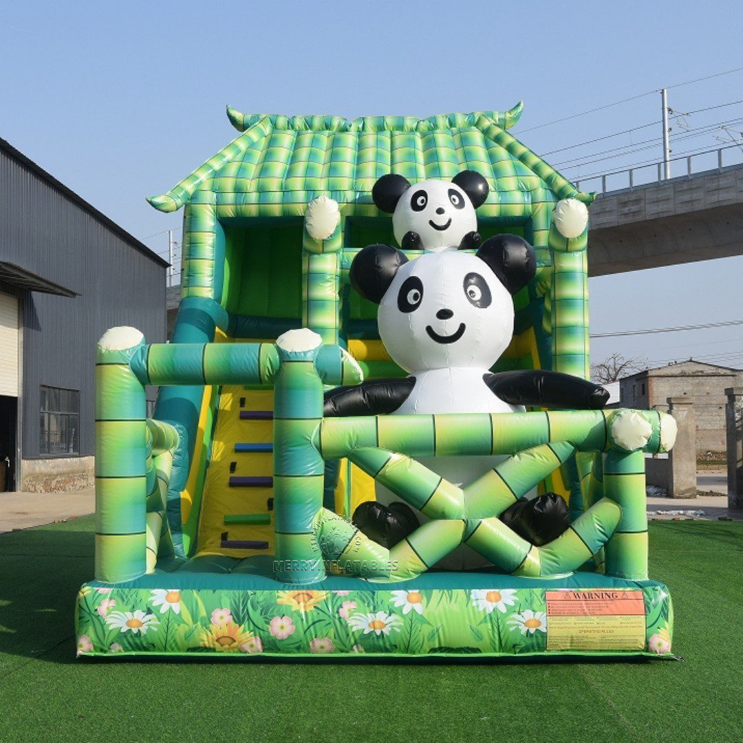 Panda Inflatable Slide Dual Lanes Cartoon Castillo Moonwalk Hupfburg ...