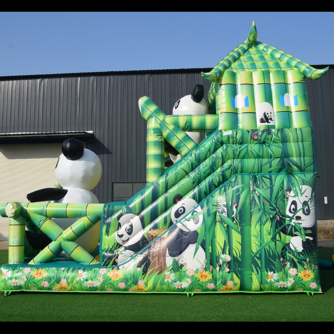 Panda Inflatable Slide Dual Lanes Cartoon Castillo Moonwalk Hupfburg ...